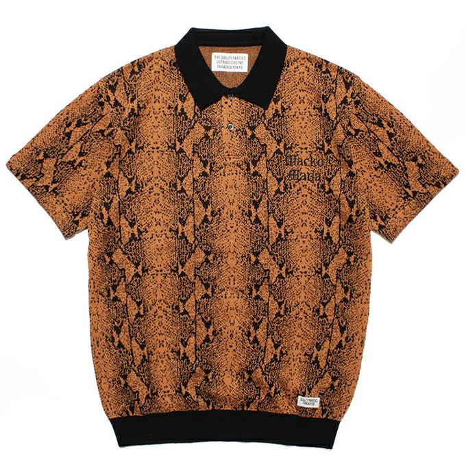 WACKO MARIA PYTHON KNIT JACQUARD POLO SHIRT | LOCKSTOCK/STLIKE